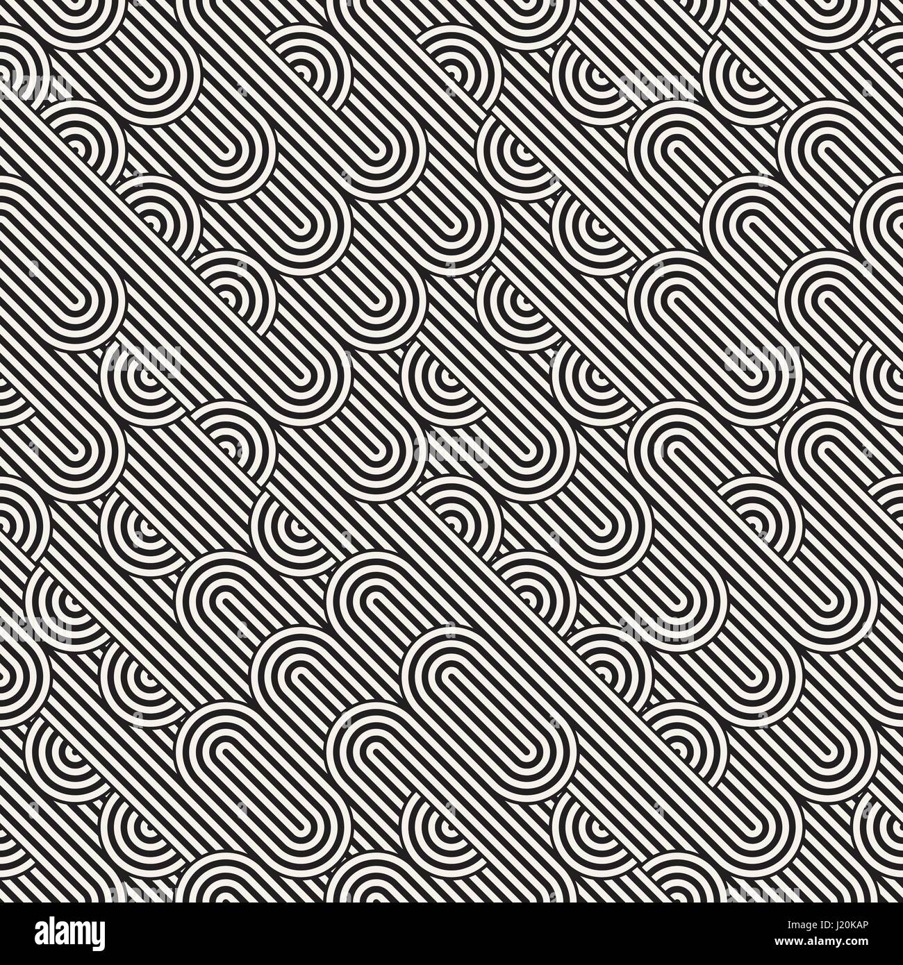 Seamless monochrome waving pattern. Abstract retro stripy background ...