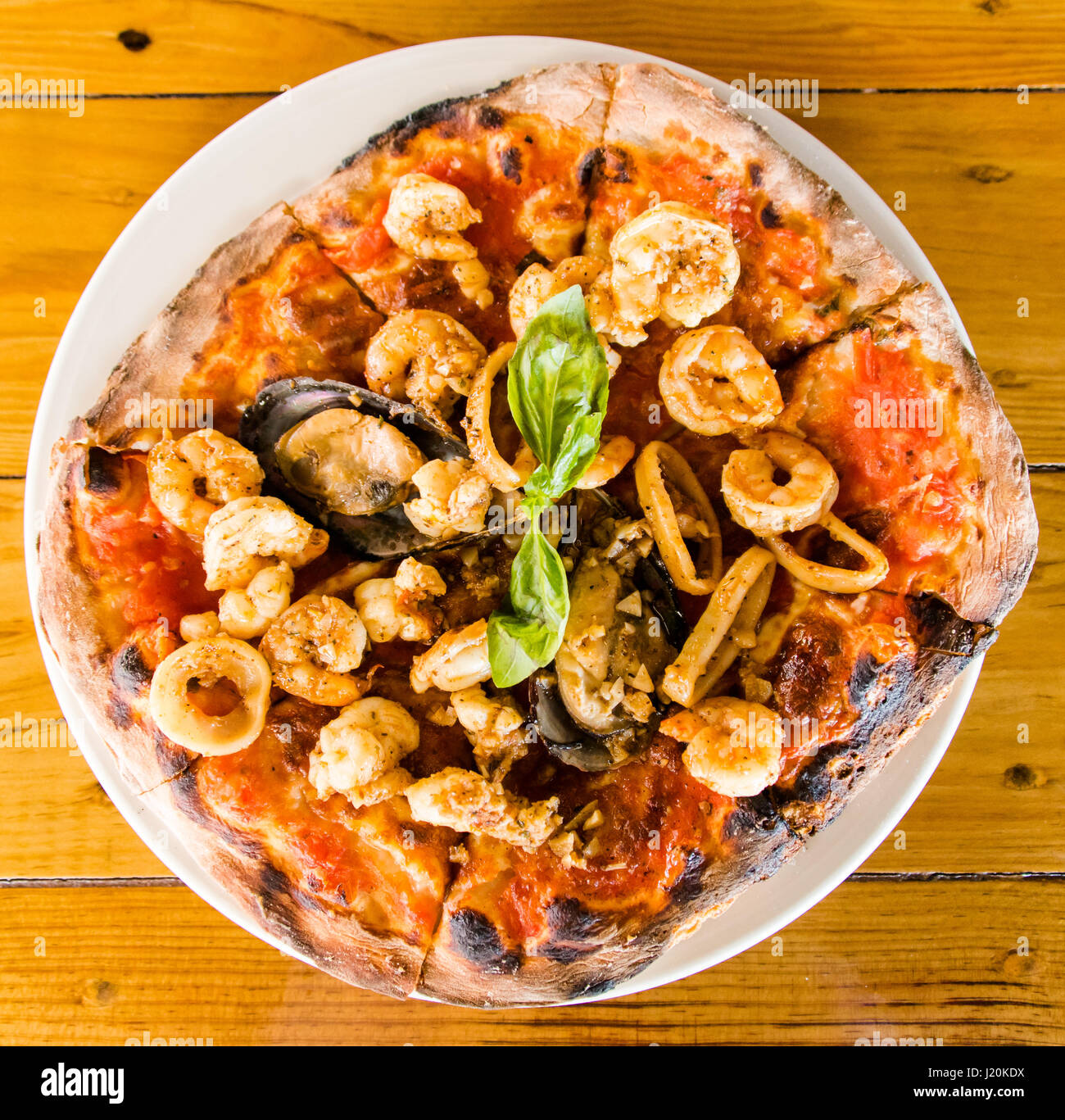 Seafood pizza top view hi-res stock photography and images - Alamy