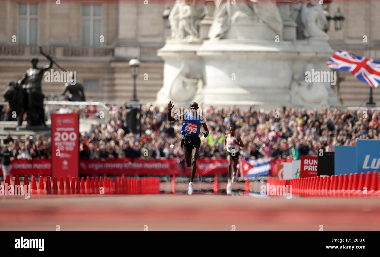 Kenya's Daniel Wanjiru on his way to winning the Men's Virgin Money ...
