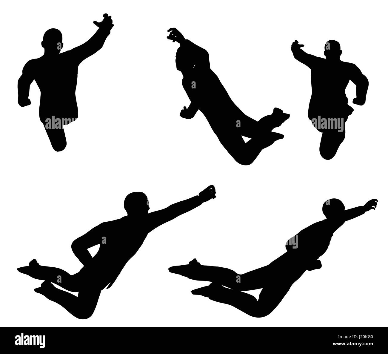 EPS 10 vector illustration of businessman silhouette in super power ...