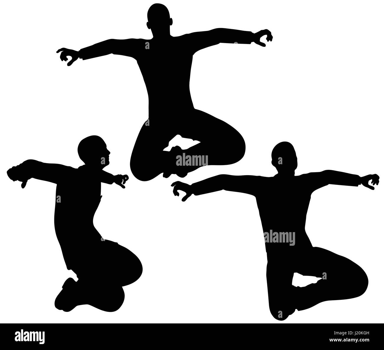 EPS 10 vector illustration of businessman silhouette in super power ...