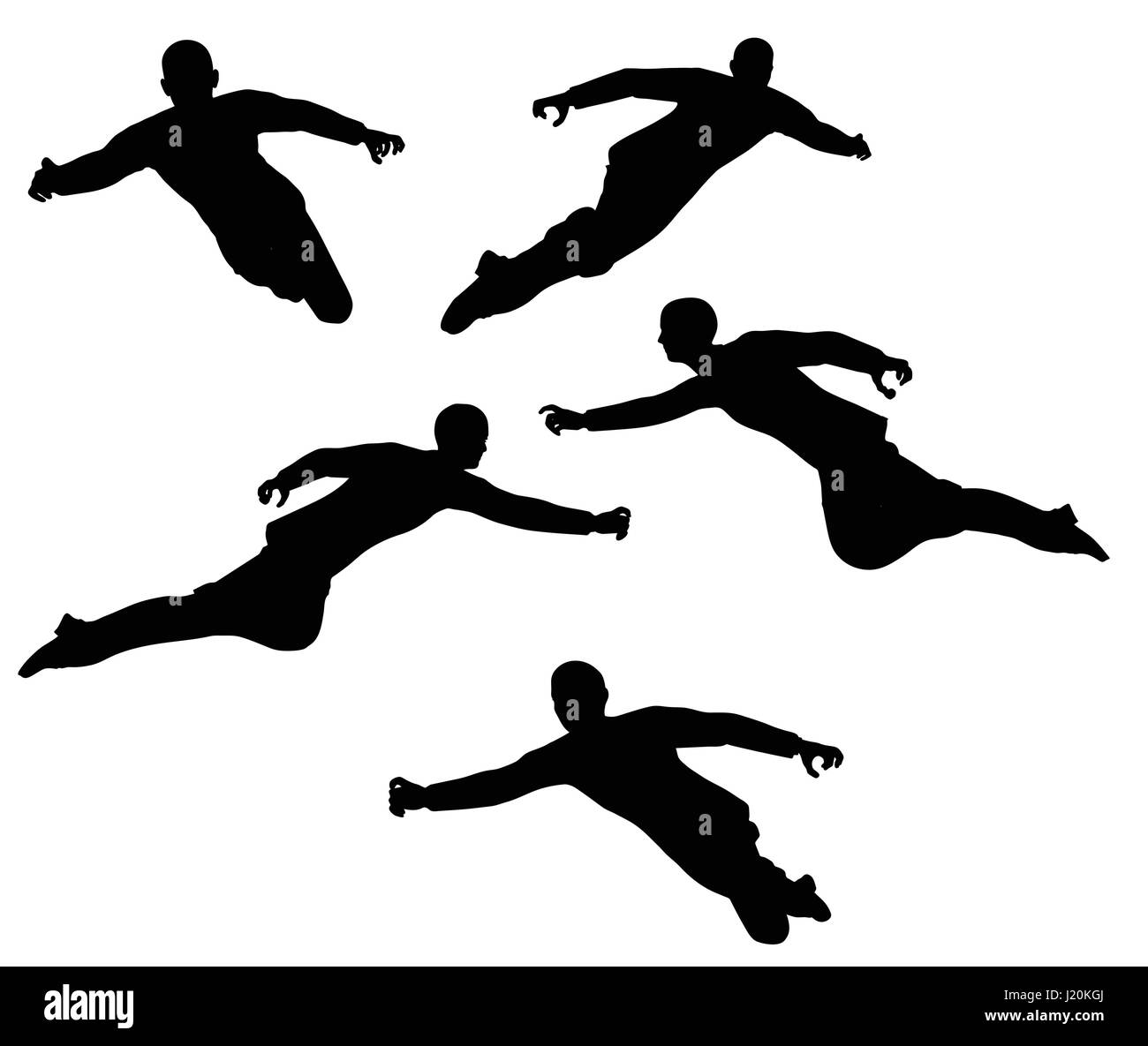 EPS 10 vector illustration of businessman silhouette in super power ...