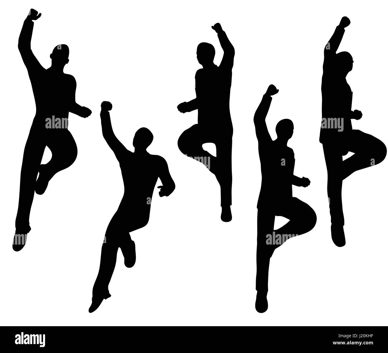 EPS 10 vector illustration of businessman silhouette in super power ...