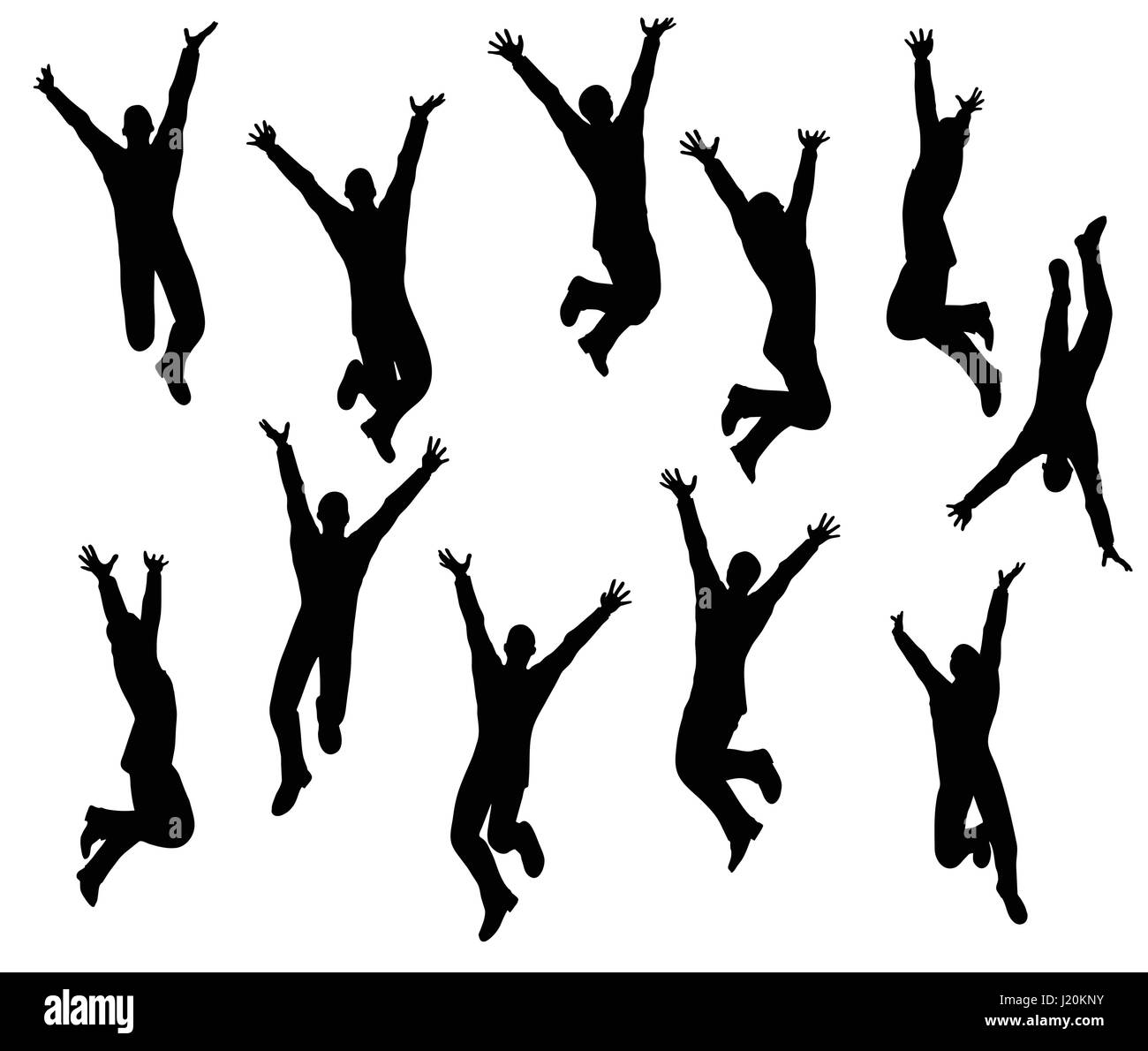 EPS 10 vector illustration of boy silhouette in sitting Jumping pose ...