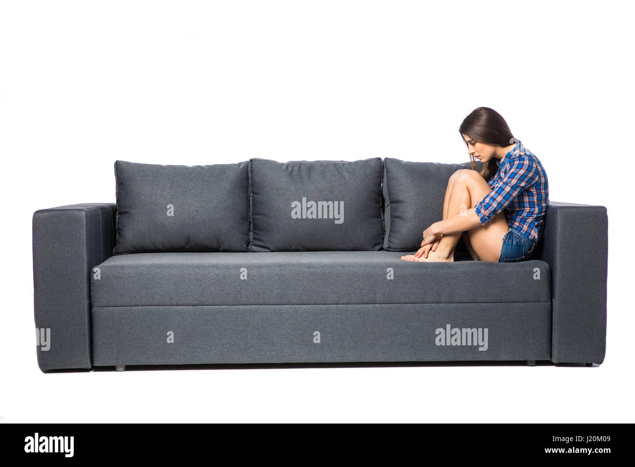 Sad woman home Cut Out Stock Images & Pictures - Alamy