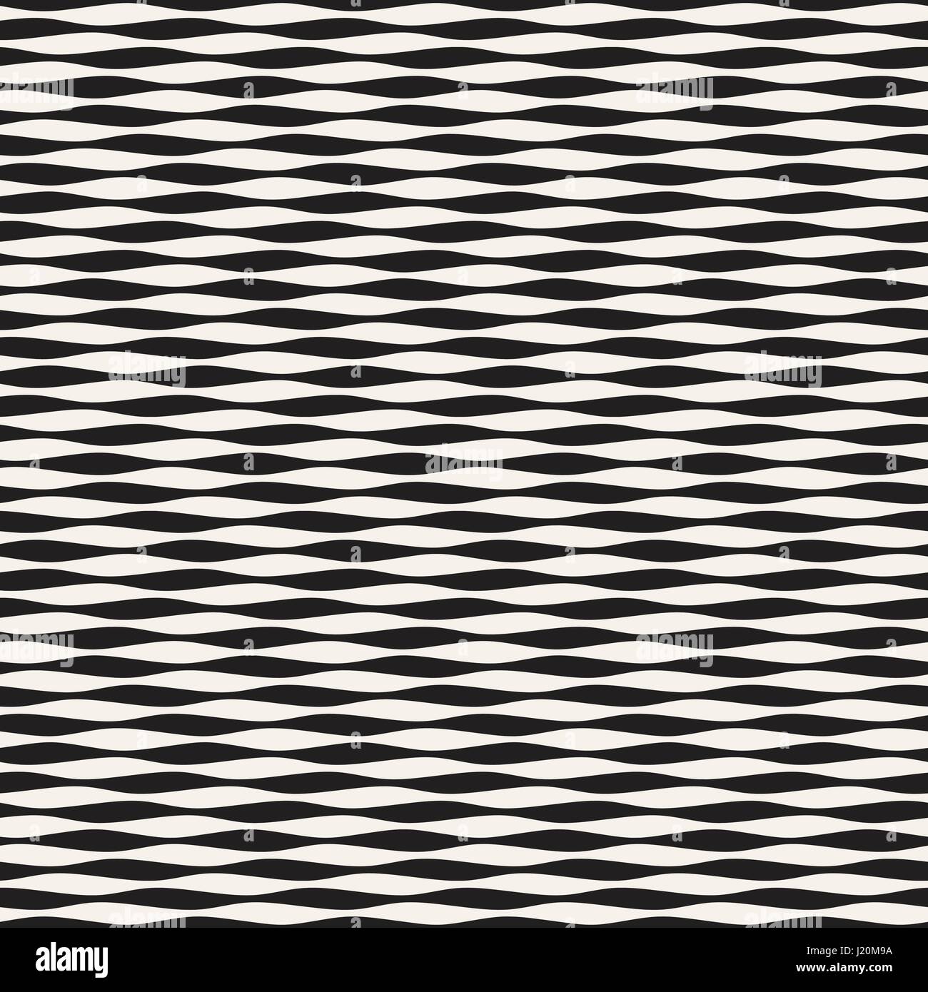 Wavy stripes vector seamless pattern. Retro wavy engraving texture ...