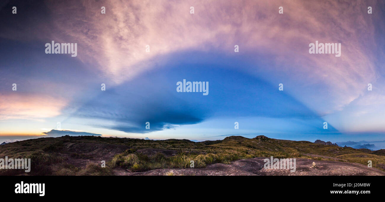 colorful sunset above brasil mountains with yellow sun and clouds Stock ...