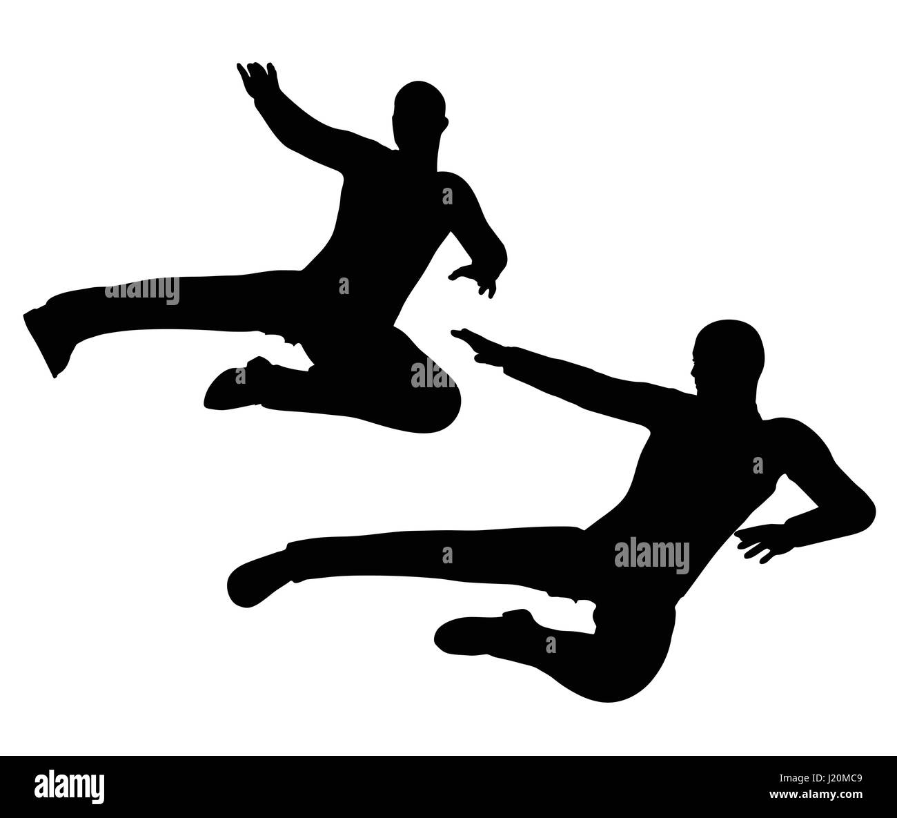 EPS 10 vector illustration of businessman Flying Kick on white ...