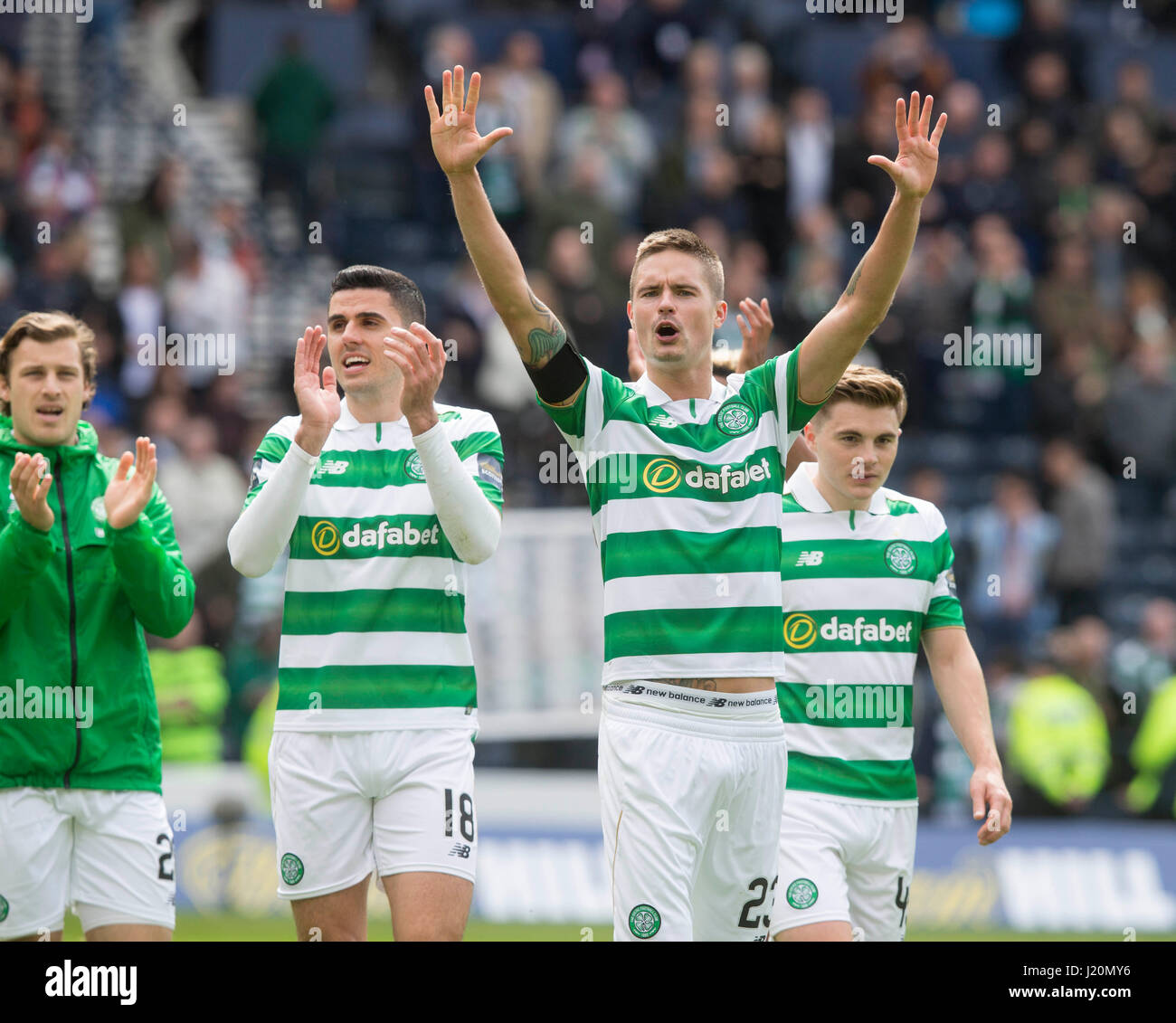 Celtic's Mikael Lustic celebrates at end of the William Hill Scottish ...
