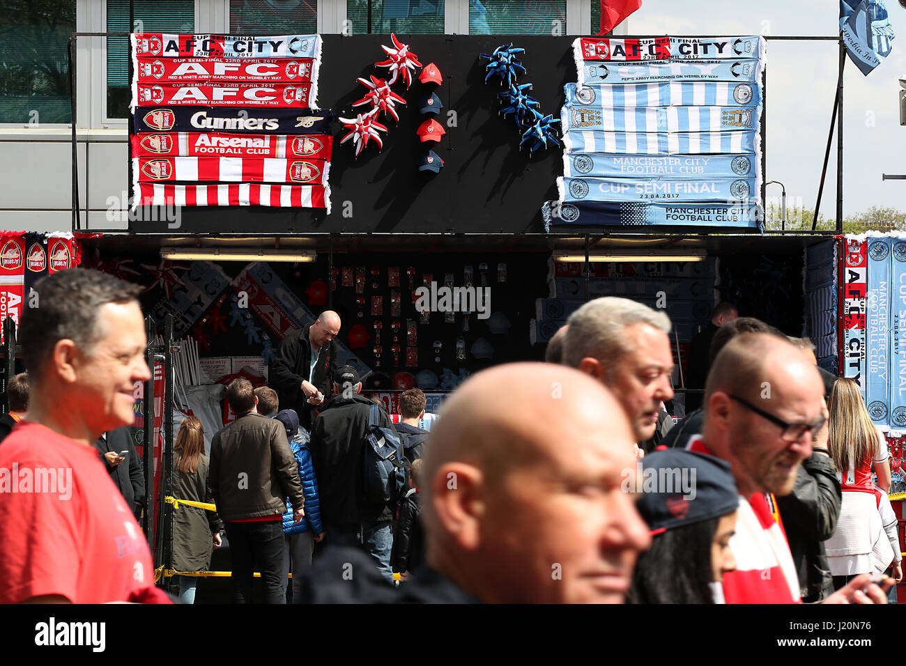 Merchandise on sale prior to the Emirates FA Cup, Semi Final match at ...
