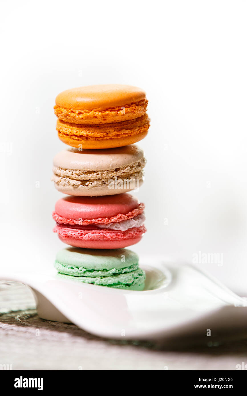 Stack of four french macarons Stock Photo - Alamy