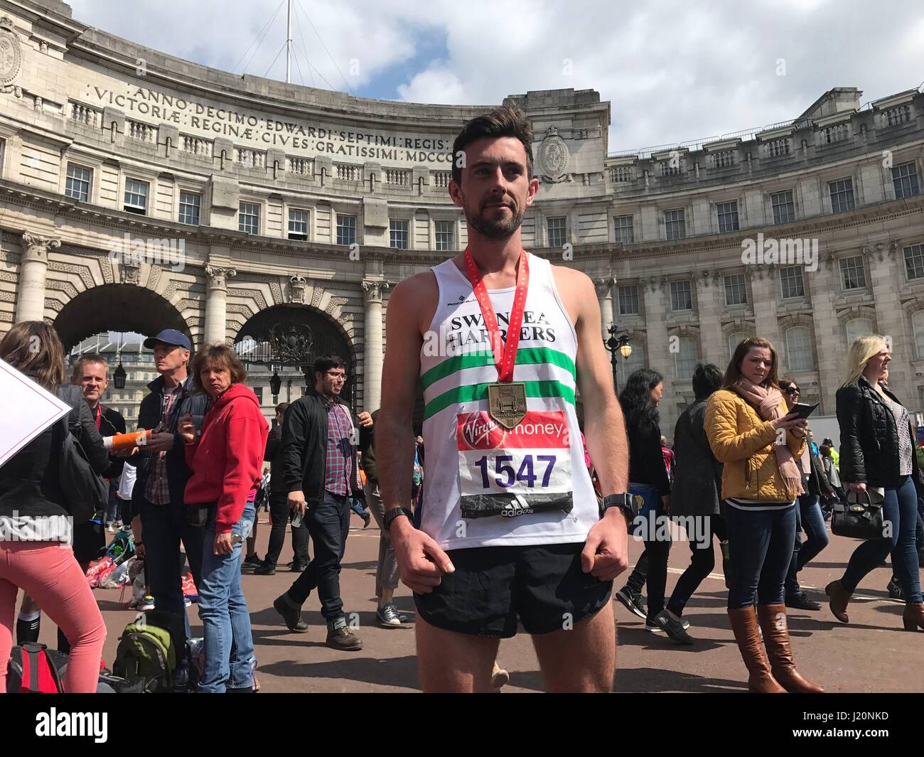 Matthew Rees, 29, from Swansea, who helped carry an exhausted runner ...