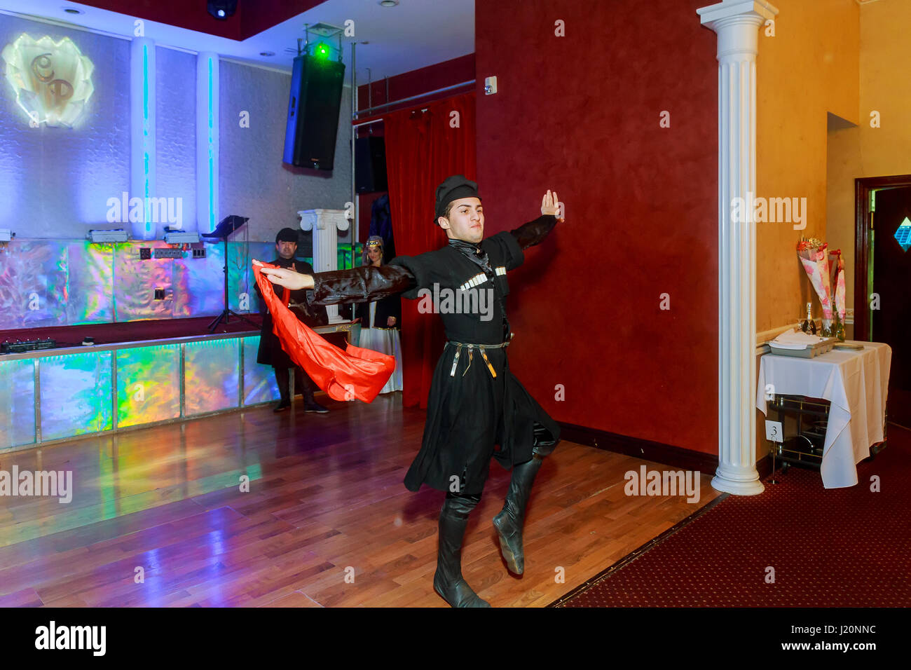 April 01 2017 NewYork NY USA: Georgian dancers dancing a folklore dance ...