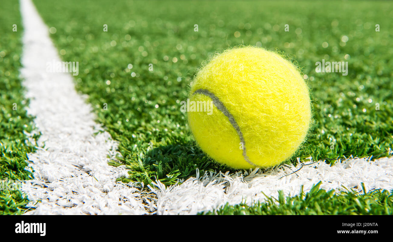 Tennis Ball on grass Stock Photo - Alamy