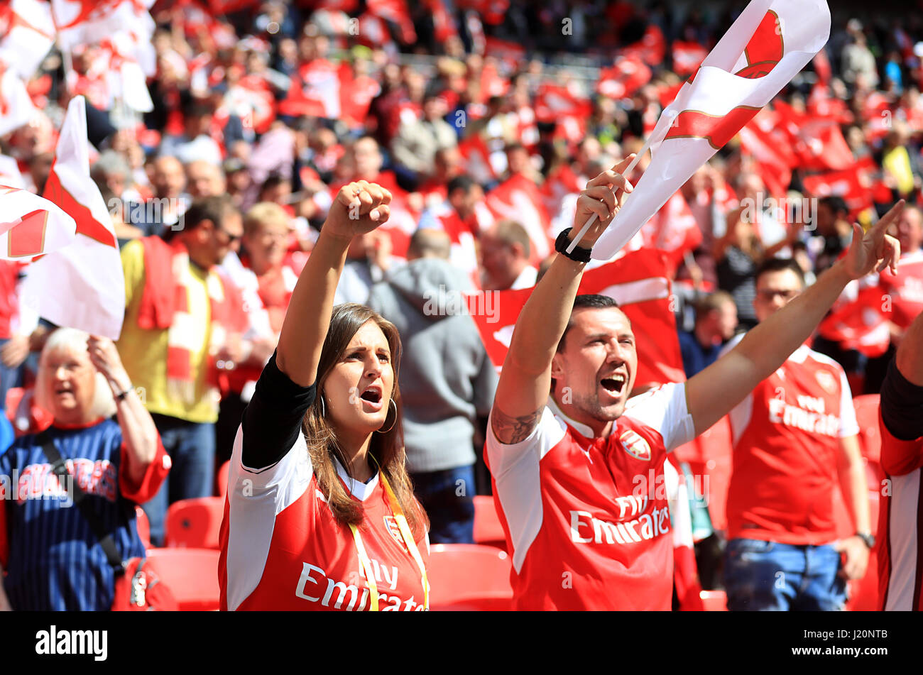 Arsenal fans in the stands before the Emirates FA Cup, Semi Final match ...
