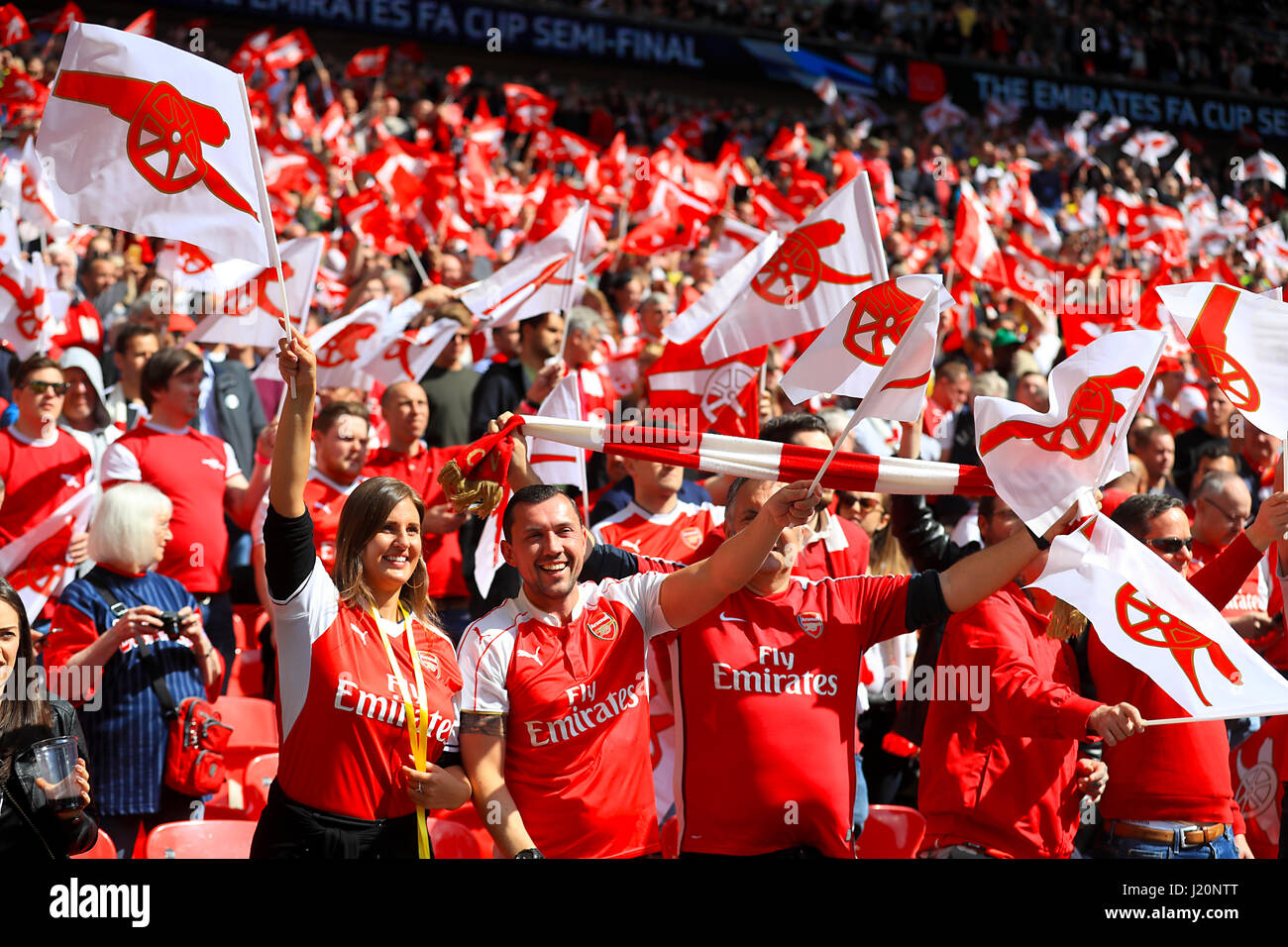 Arsenal fans in the stands before the Emirates FA Cup, Semi Final match ...