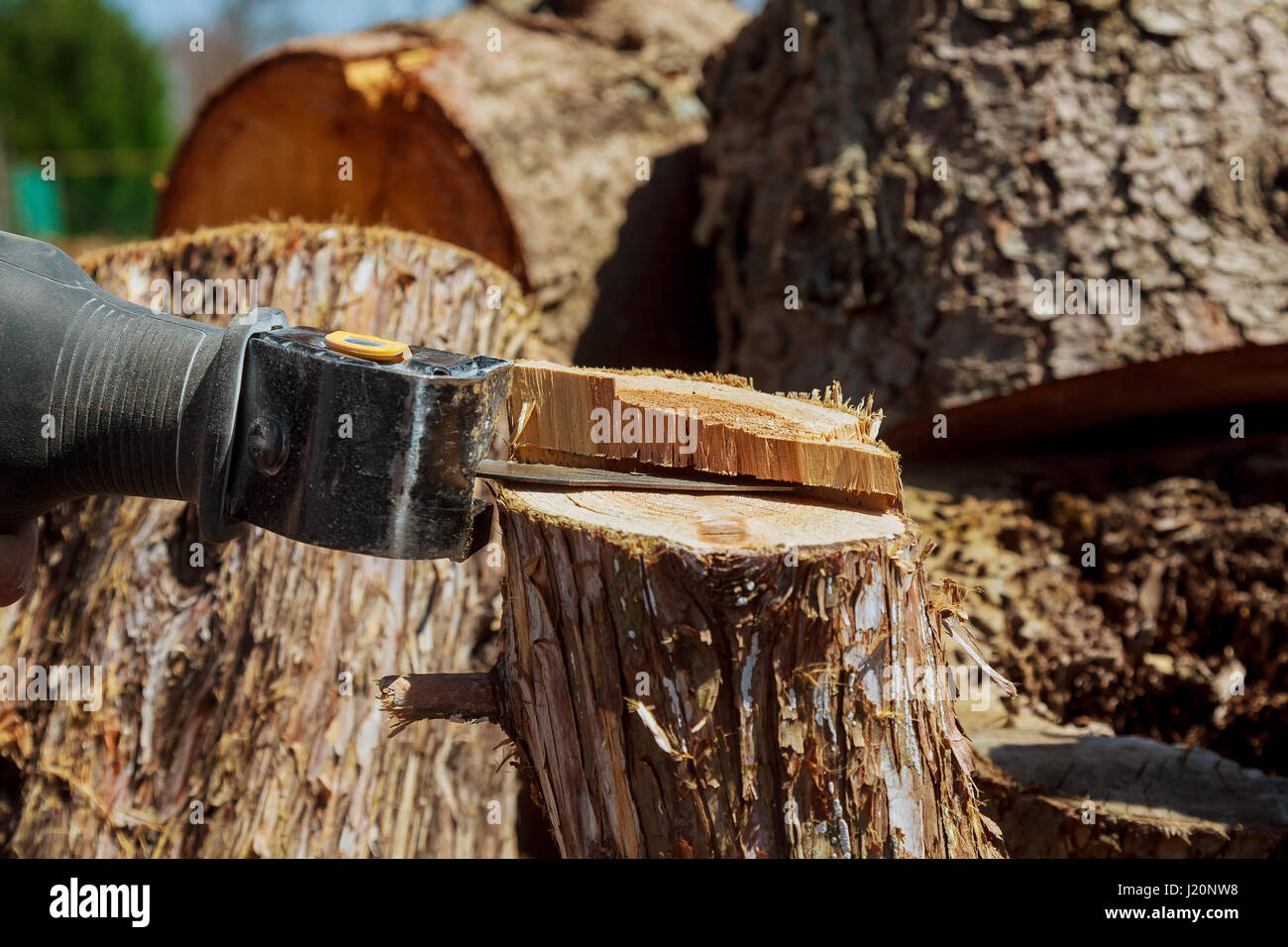 Electric powered jig saw blade adjustment, close up electric jig saw to ...