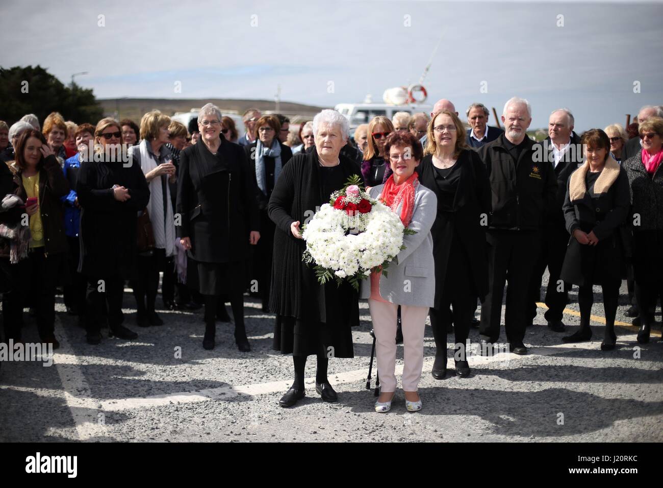 Vera Cusack (left) and Bernie Naughton during a wreath laying ceremony ...