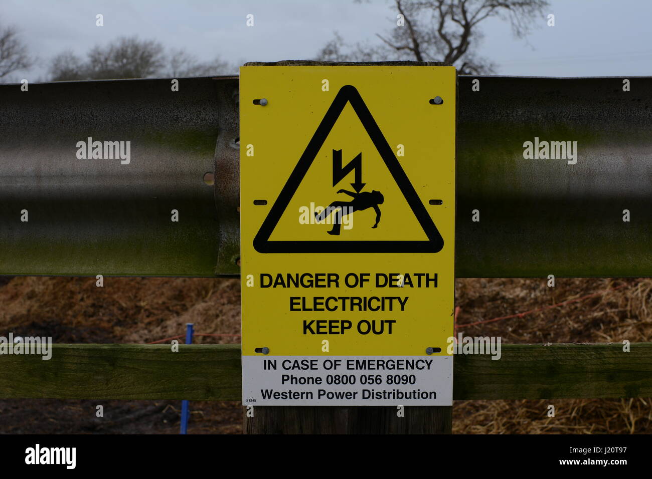 Sign danger of death Weston power electricity keep out Stock Photo - Alamy