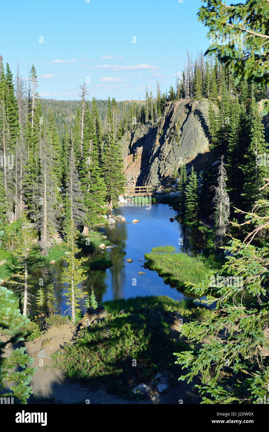 alpine landscape in the Medicine Bow Mountains of Wyoming in summer ...