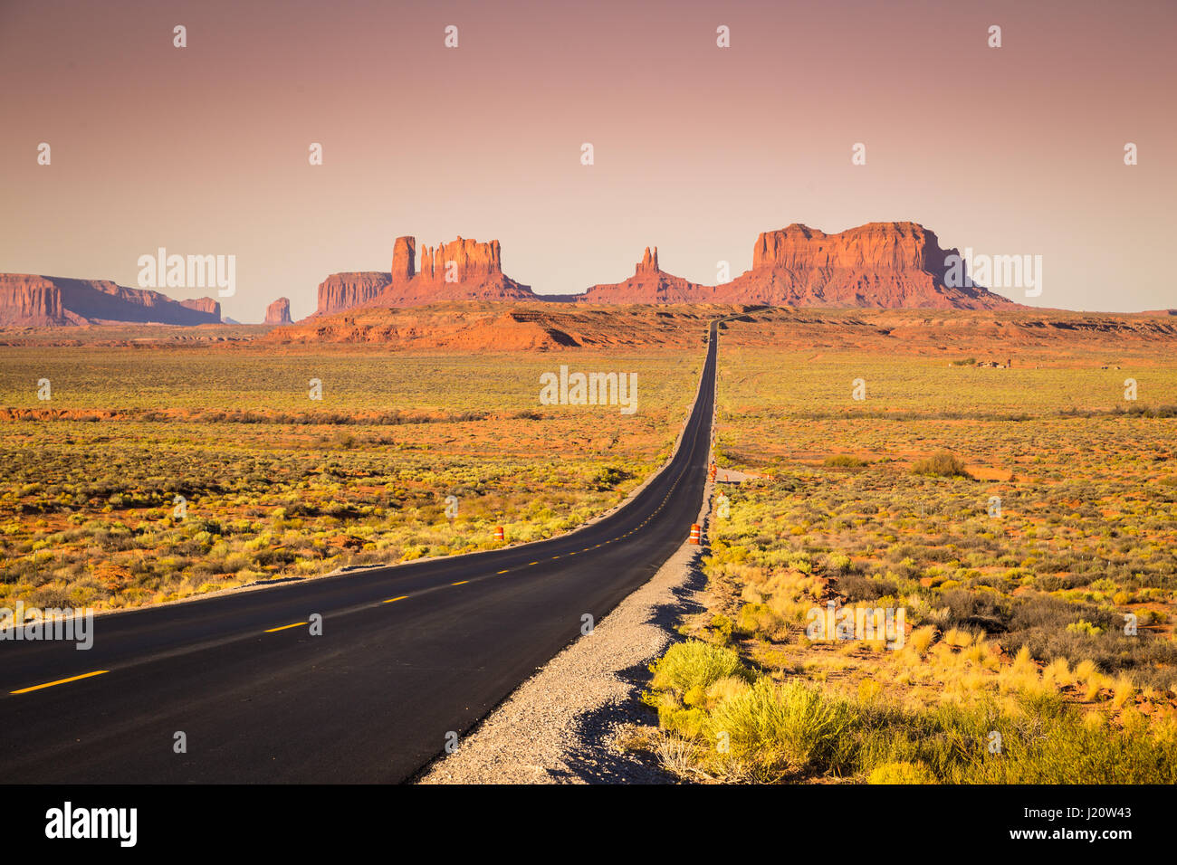 Classic panorama view of historic U.S. Route 163 running through famous ...