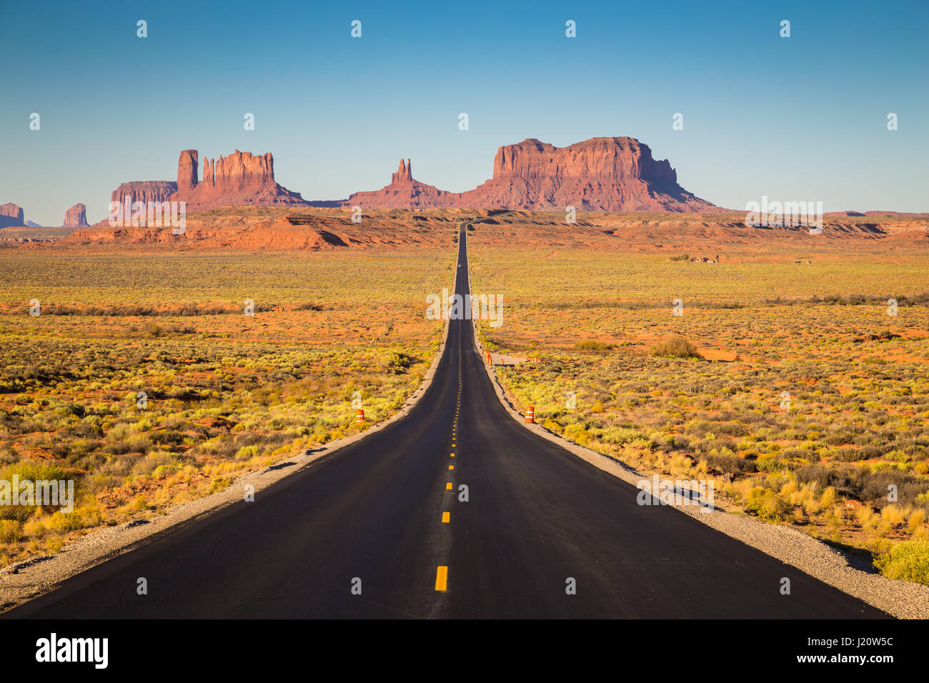 Classic panorama view of historic U.S. Route 163 running through famous ...
