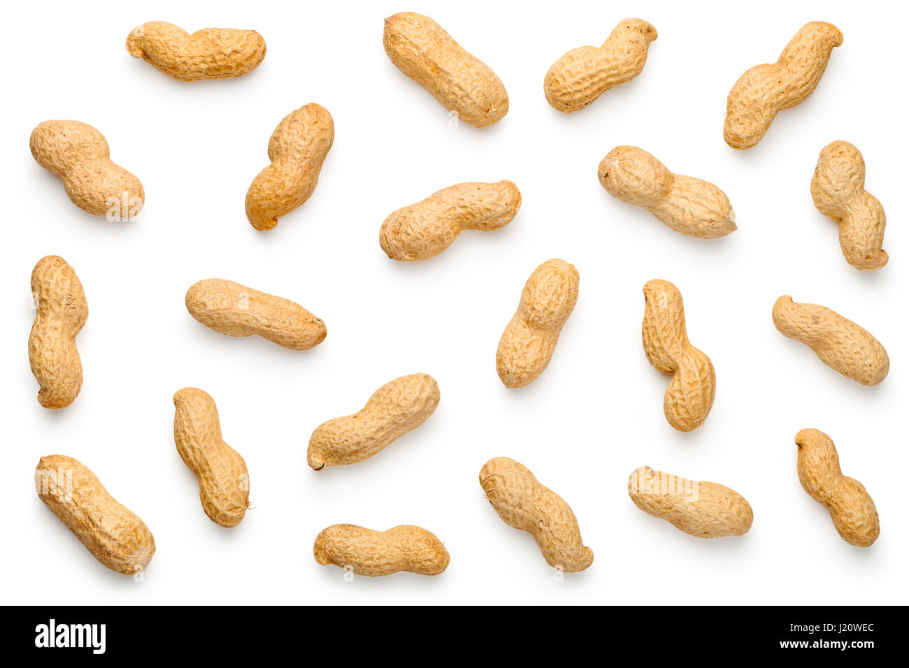 Peanuts isolated on white background. Flat lay. Top view Stock Photo ...
