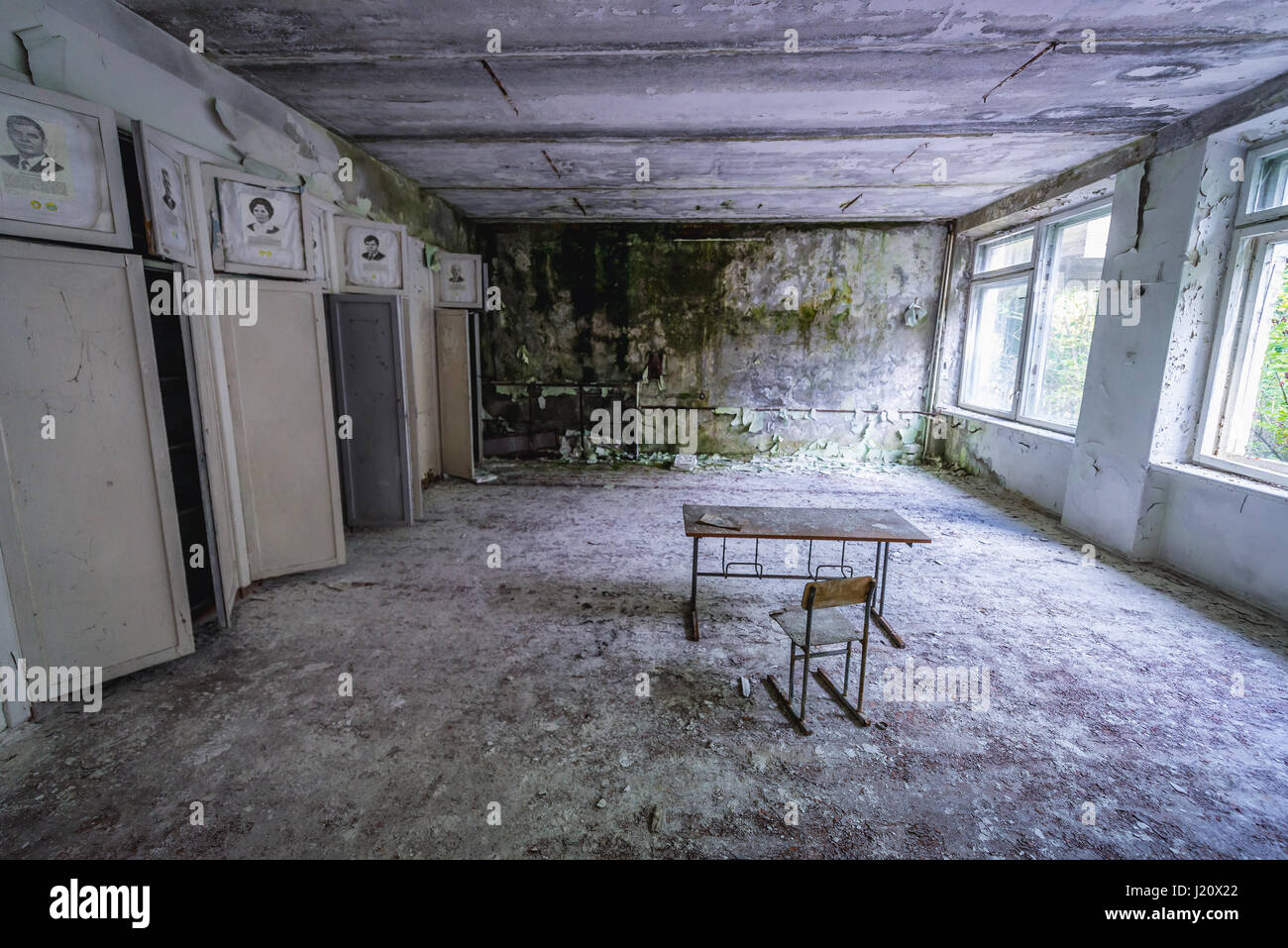 Classroom in high school of Chernobyl-2 military base, Chernobyl ...