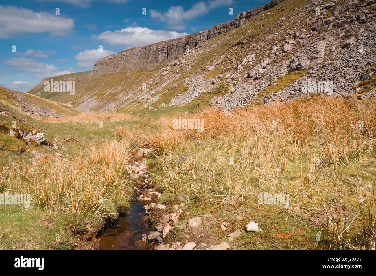 Oxnop Scar, a limestone scar in Swaledale in the Yorkshire Dales ...