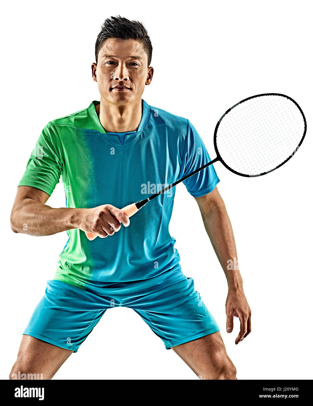 one asian badminton player man isolated on white background Stock Photo ...