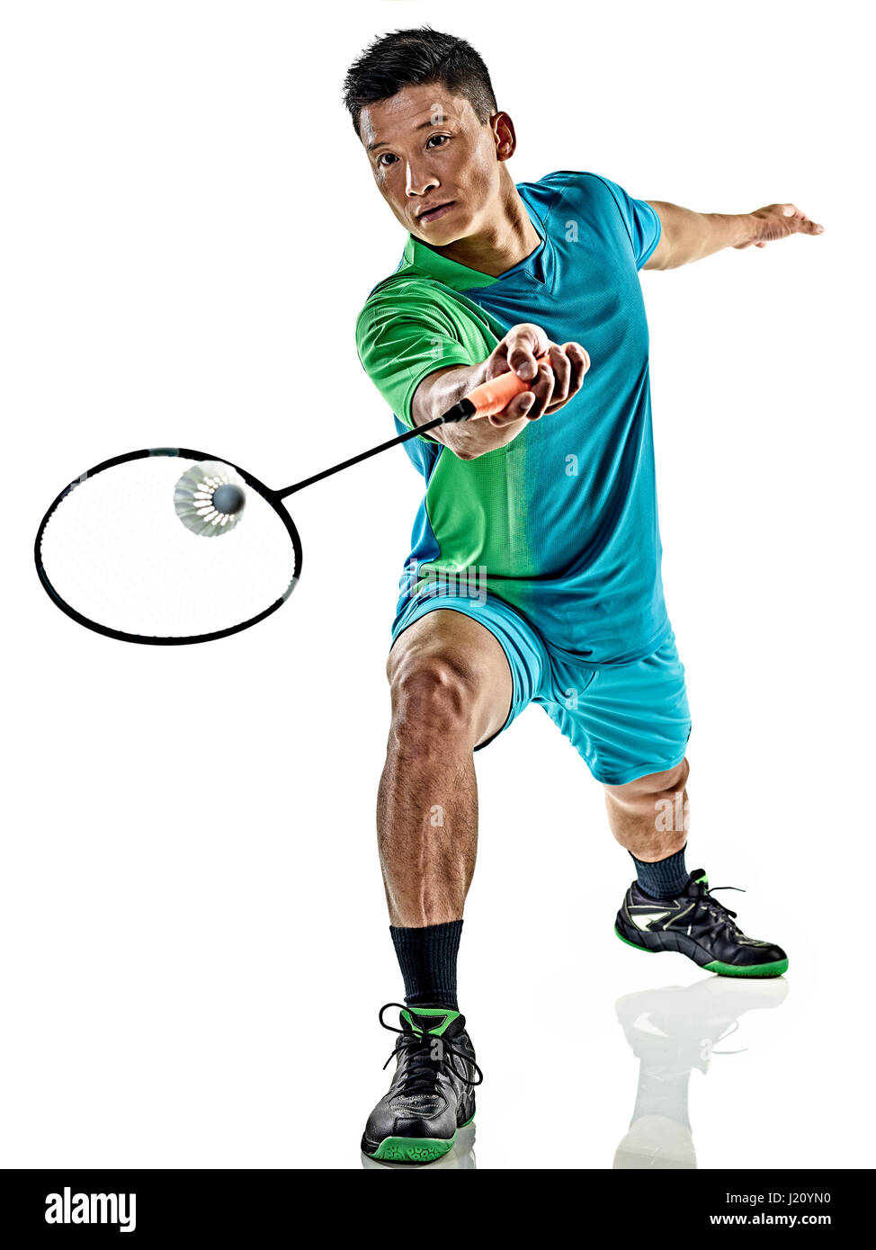 one asian badminton player man isolated on white background Stock Photo ...