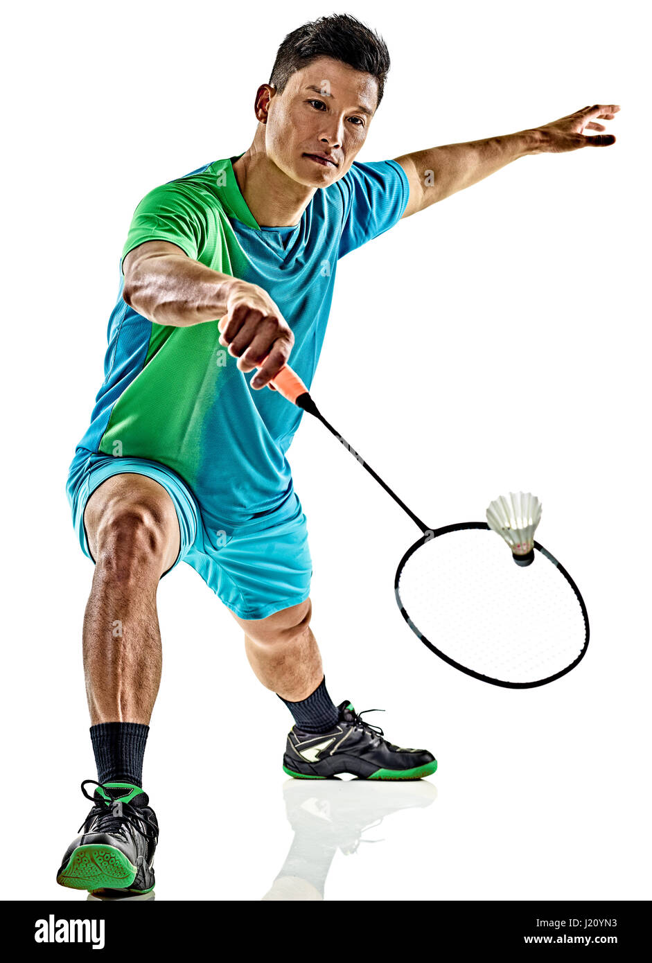 one asian badminton player man isolated on white background Stock Photo ...