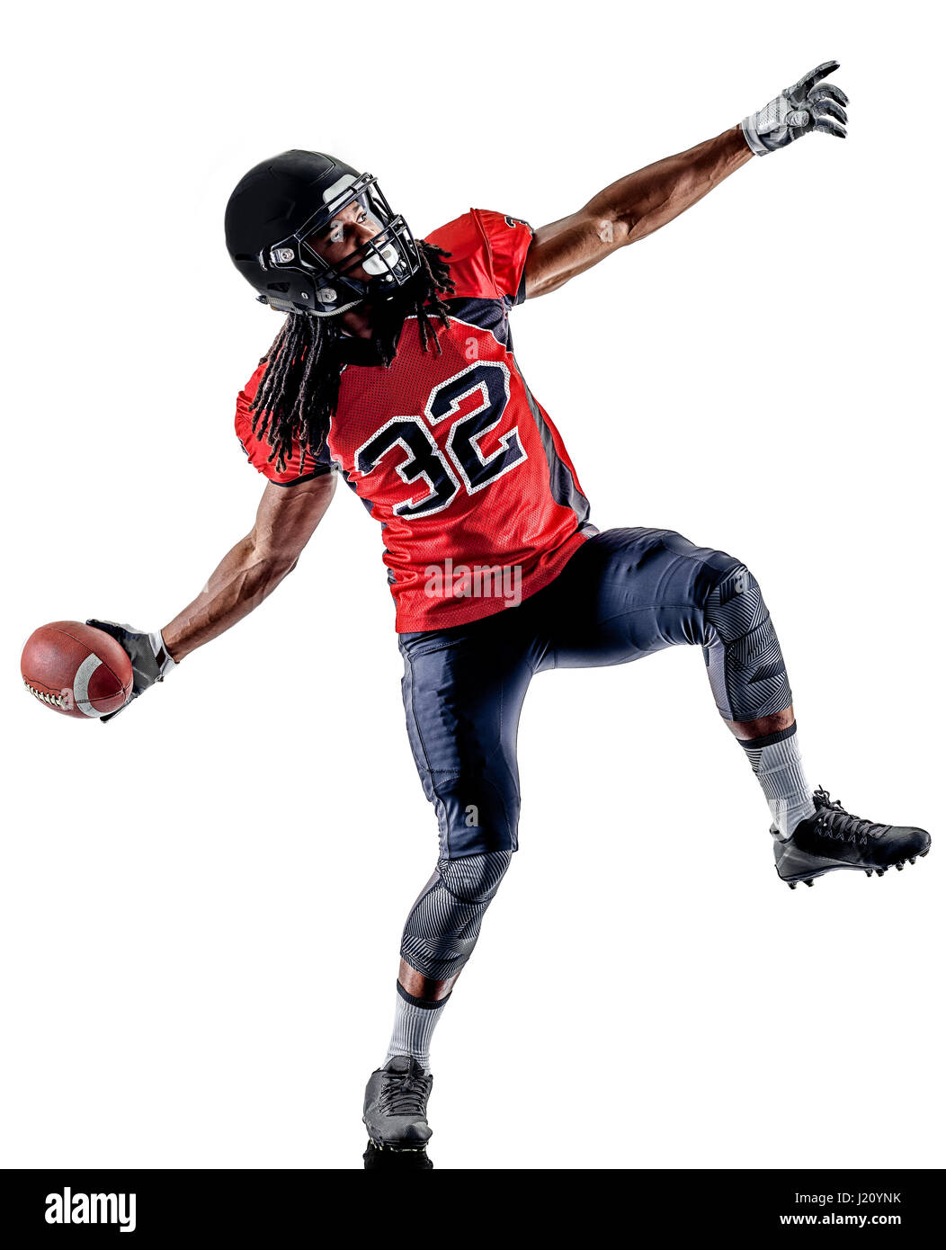 one american football player man isolated on white background Stock ...