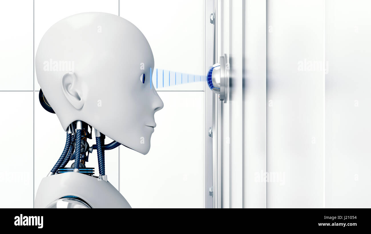 Robot scanning eye, 3d rendering Stock Photo - Alamy