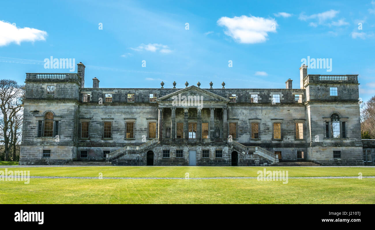Remains of grand facade of ruined Palladian mansion destroyed by fire ...