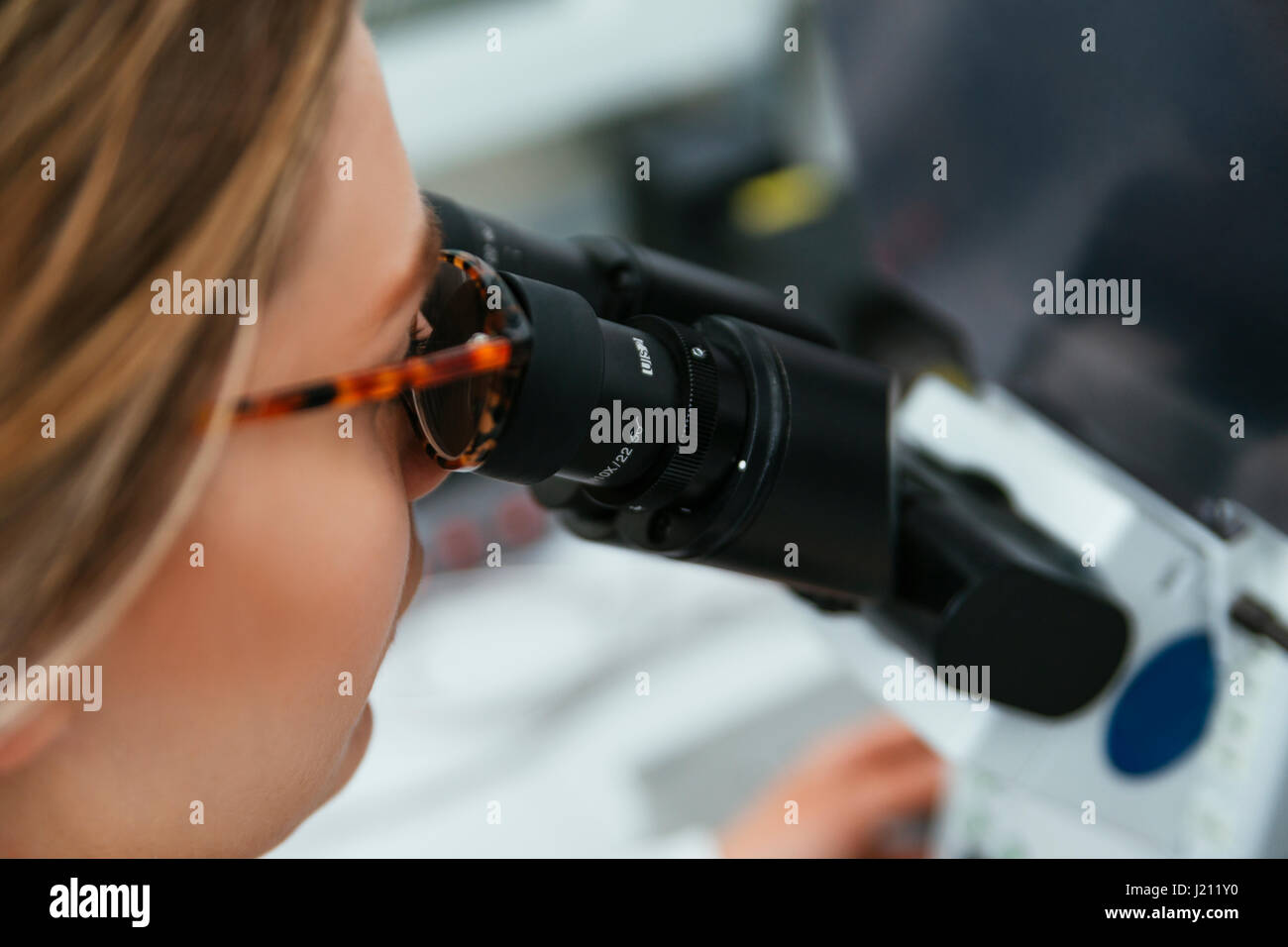 Scientists using modern microscope hi-res stock photography and images ...