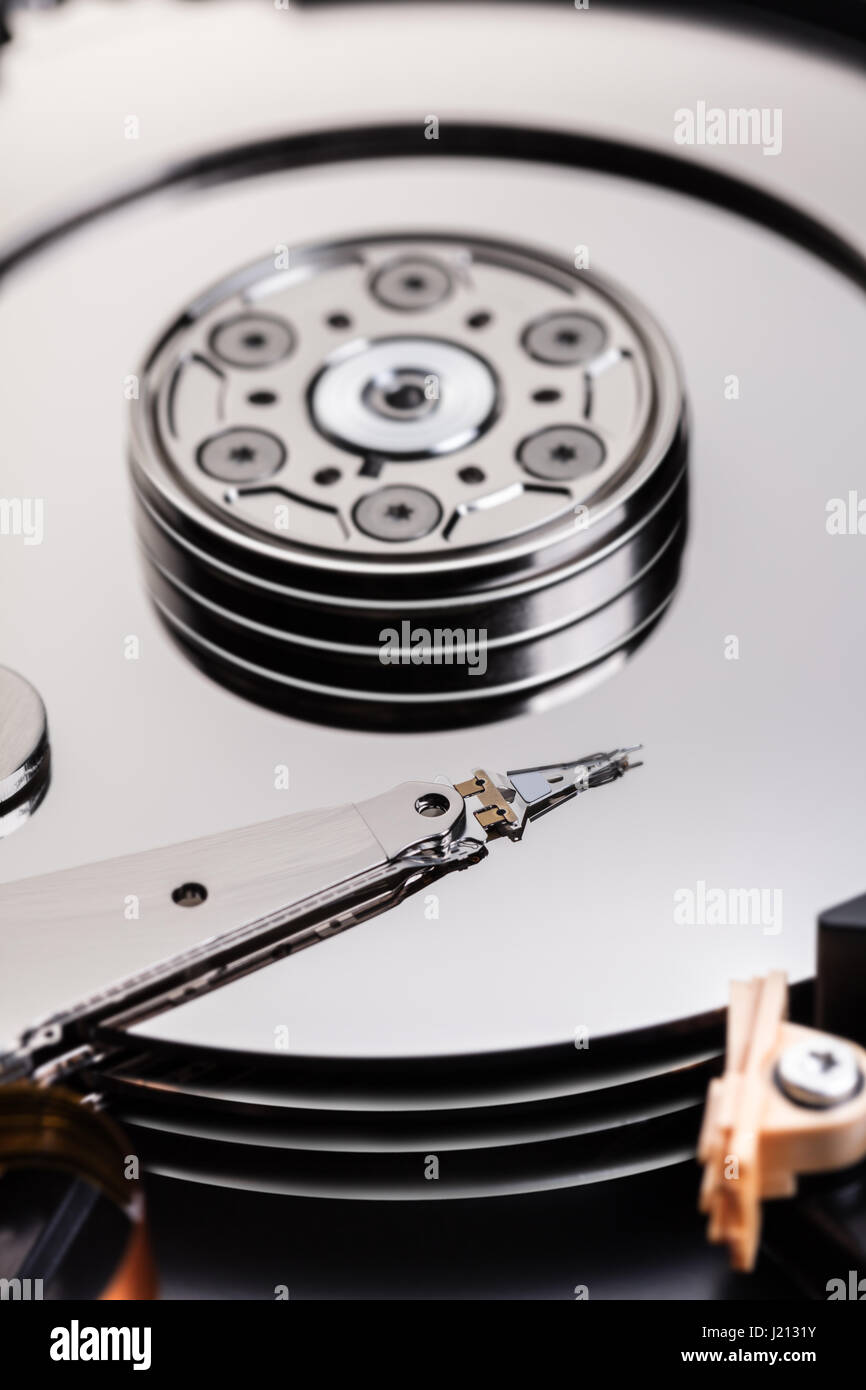 Disassembled computer hard disk memory close-up Stock Photo - Alamy
