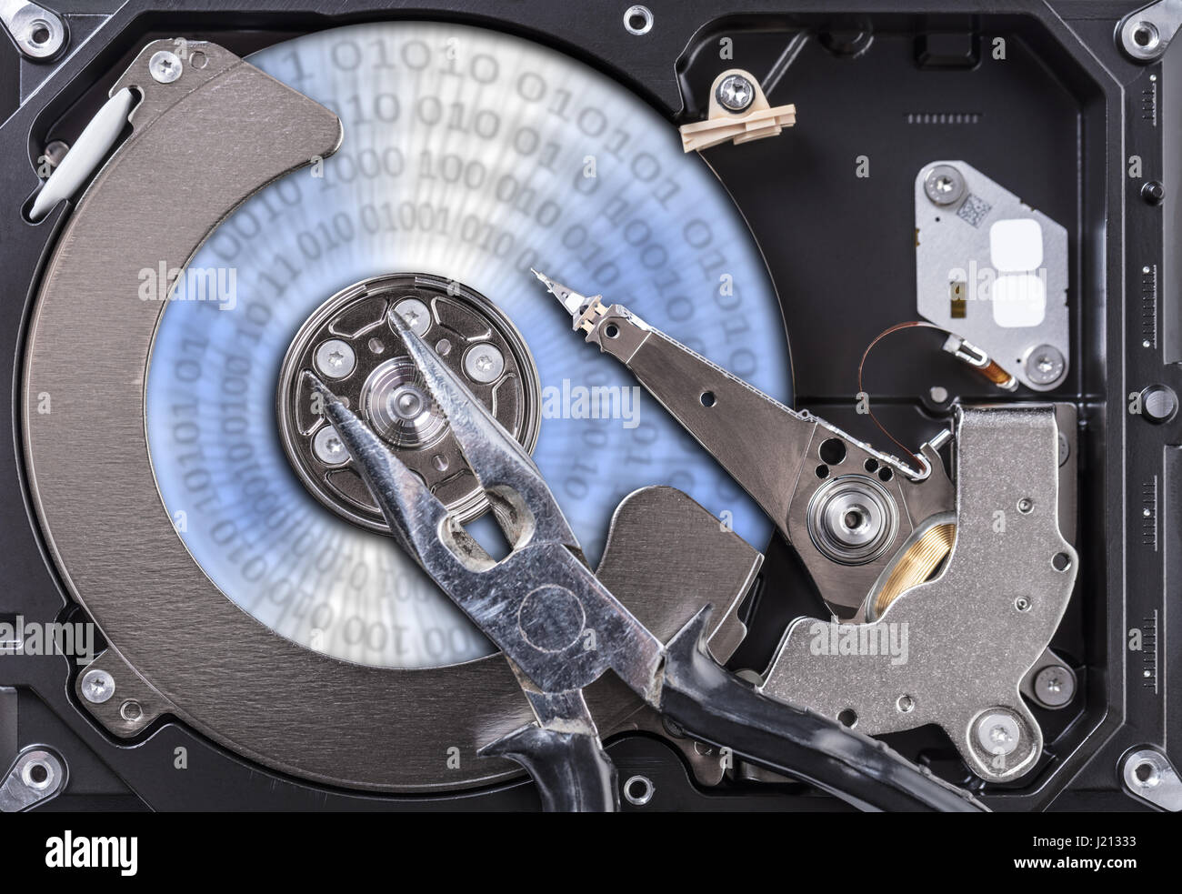 Disassembled computer hard disk and tool close-up Stock Photo - Alamy