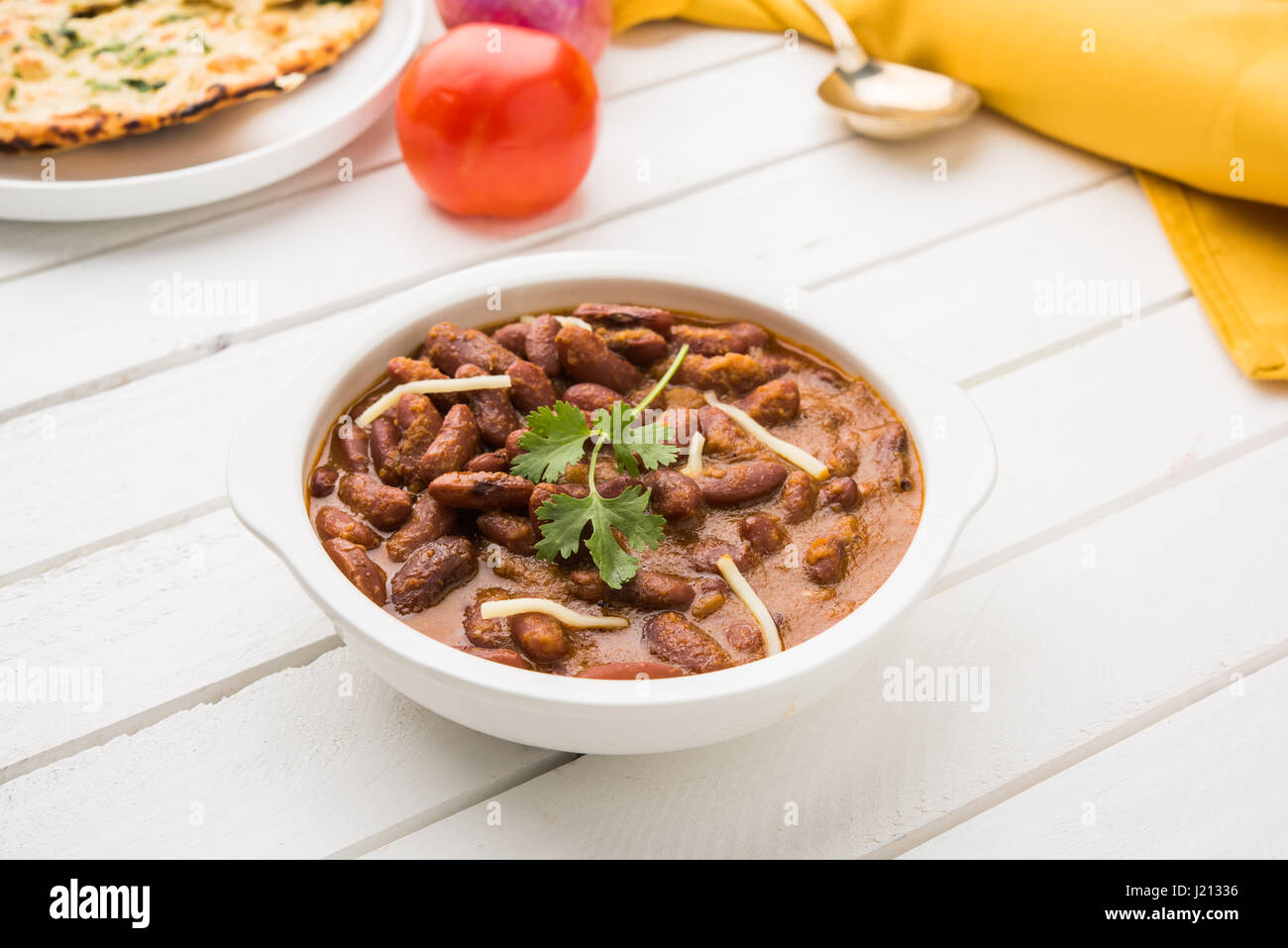 kidney bean curry or rajma or rajmah chawal and roti, typical north ...