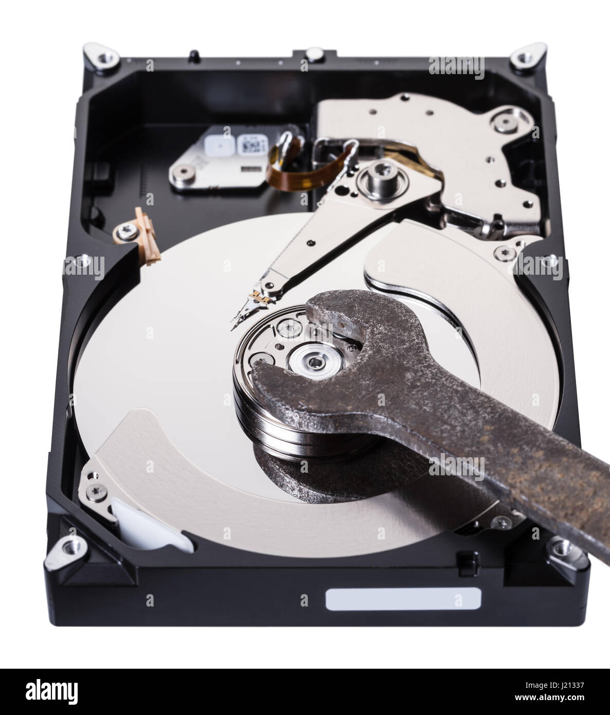 Disassembled computer hard disk and tool close-up Stock Photo - Alamy