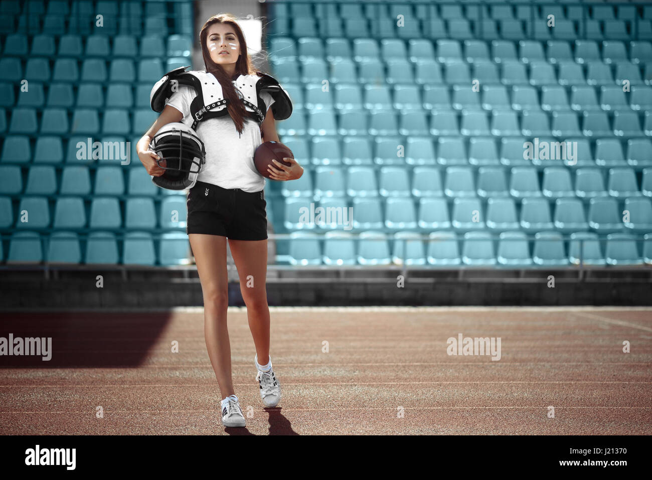 Rugby girl player run with ball.Sport.Life Stock Photo - Alamy
