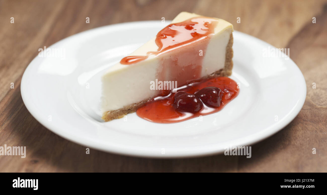 strawberry jam pour over traditional new york cheesecake, 4k photo ...