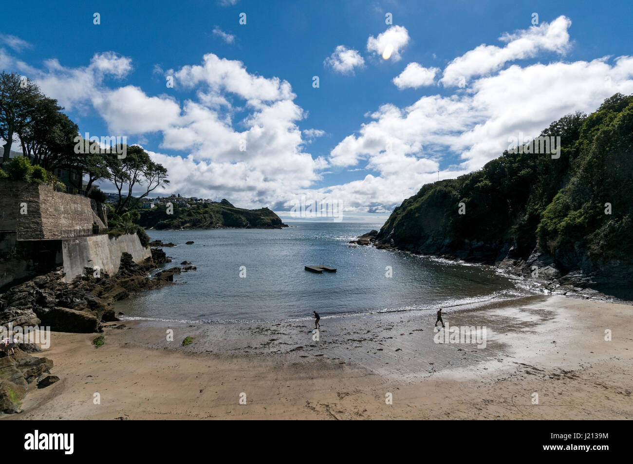 A small sandy beach at Readymoney Cove at Fowey in Cornwall, Britain ...