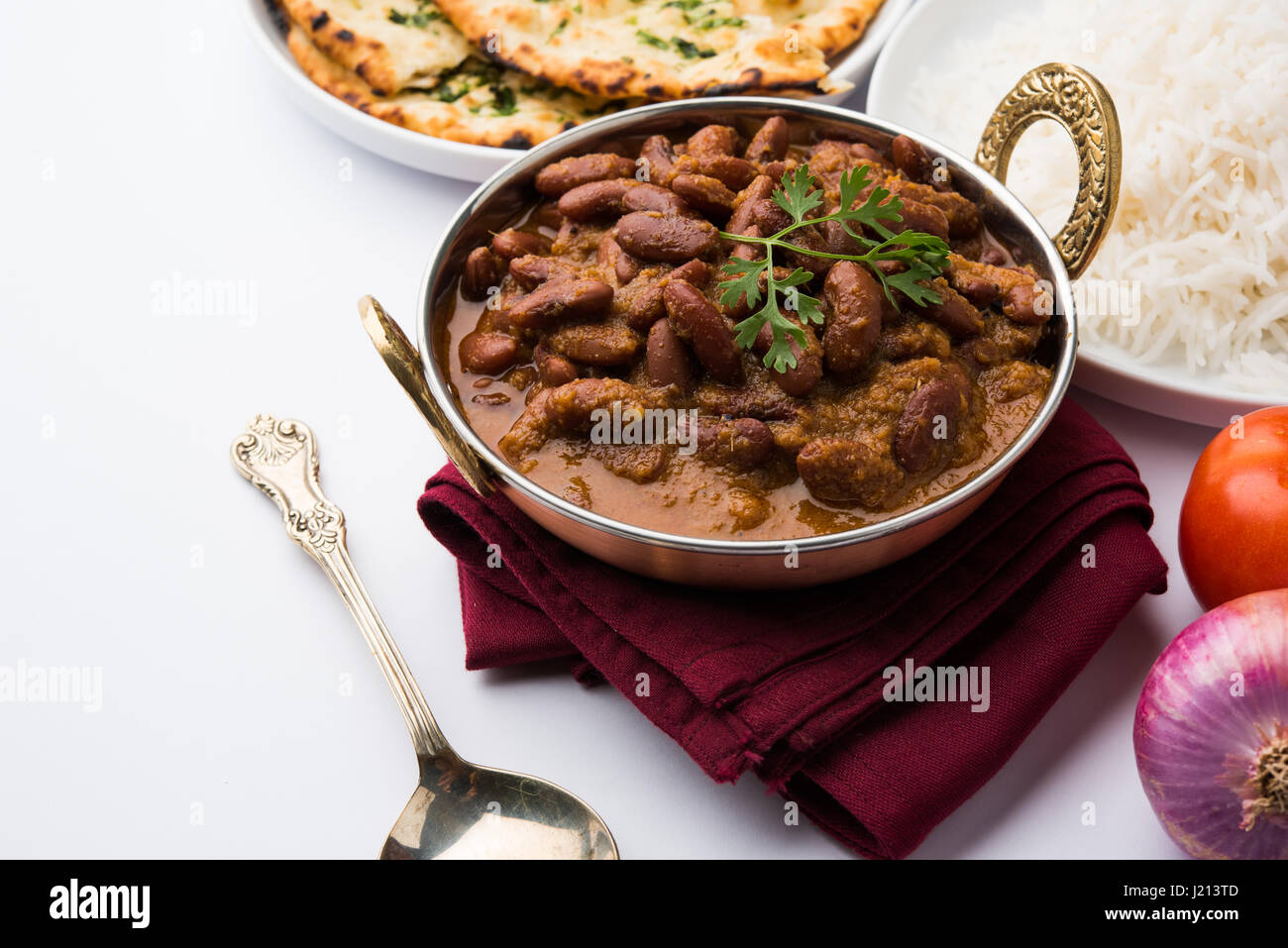 kidney bean curry or rajma or rajmah chawal and roti, typical north ...