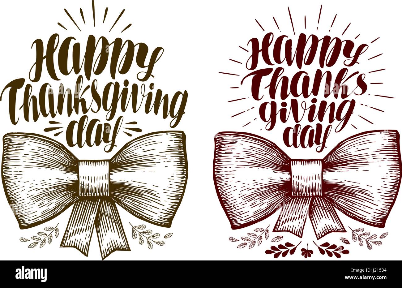 Happy Thanksgiving day, lettering. Holiday label or symbol. Calligraphy vector illustration ...