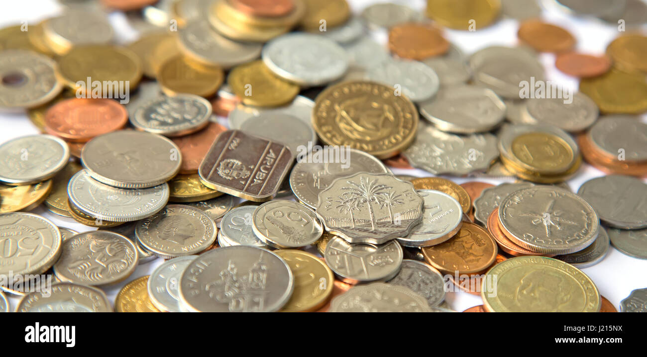 Collection of the old circulated coins Stock Photo - Alamy