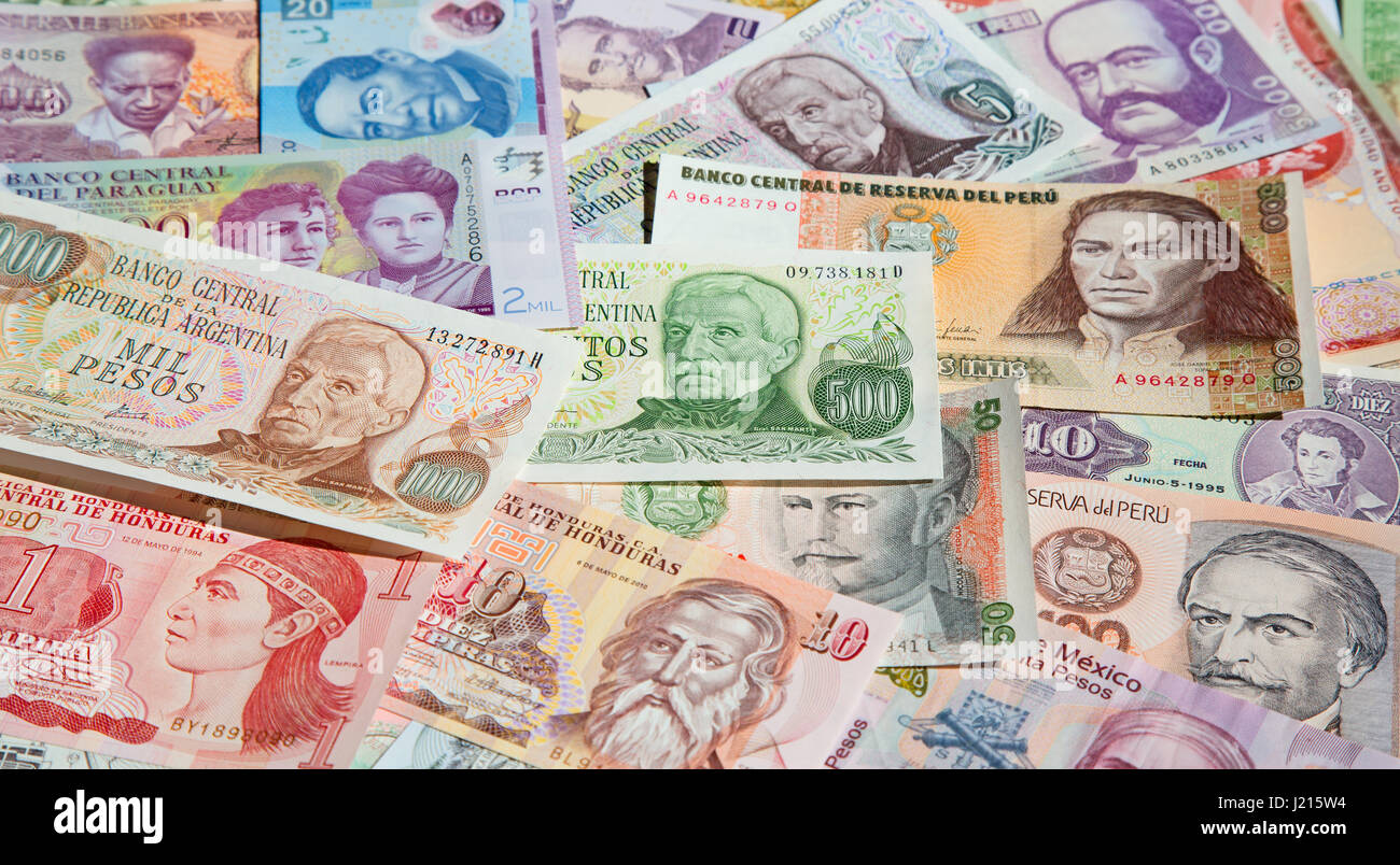 Variety of South American banknotes Stock Photo - Alamy