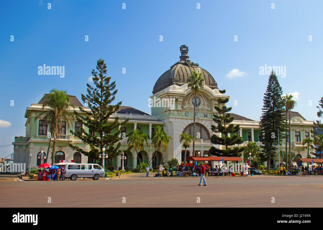 MAPUTO, MOZAMBIQUE - APRIL 29: Main railway statiion and bus terminal ...