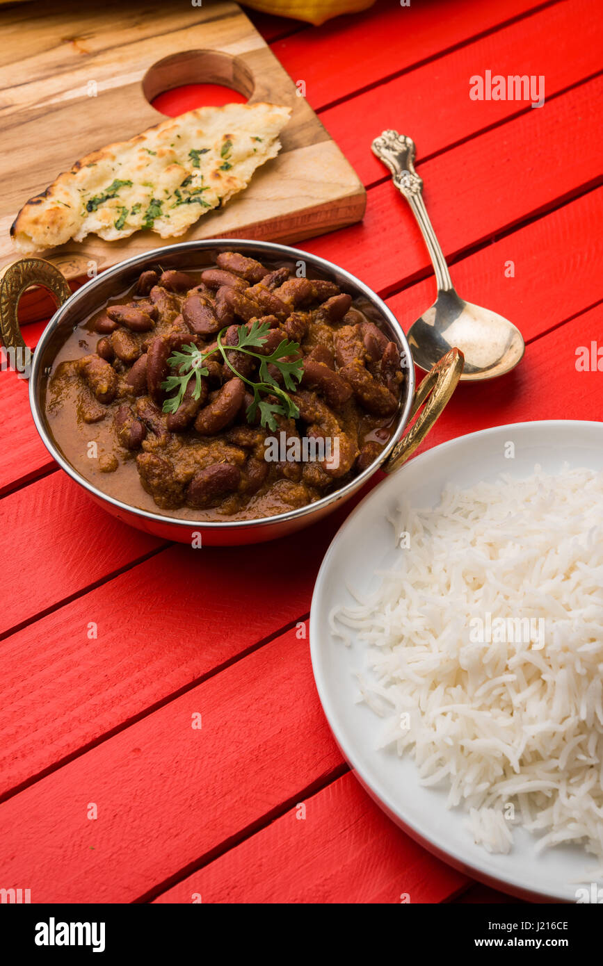 kidney bean curry or rajma or rajmah chawal and roti, typical north ...