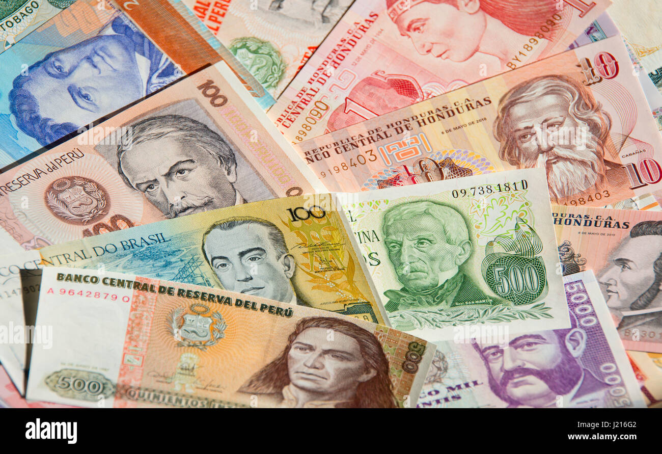 Variety of South American banknotes Stock Photo - Alamy